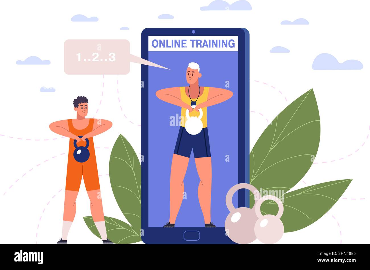 Online fitness training, mobile app with workouts and sport exercises ...