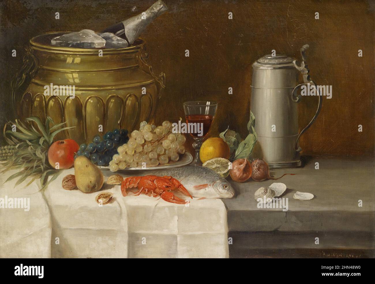 Anetsberger (?) still life with beer Stock Photo - Alamy