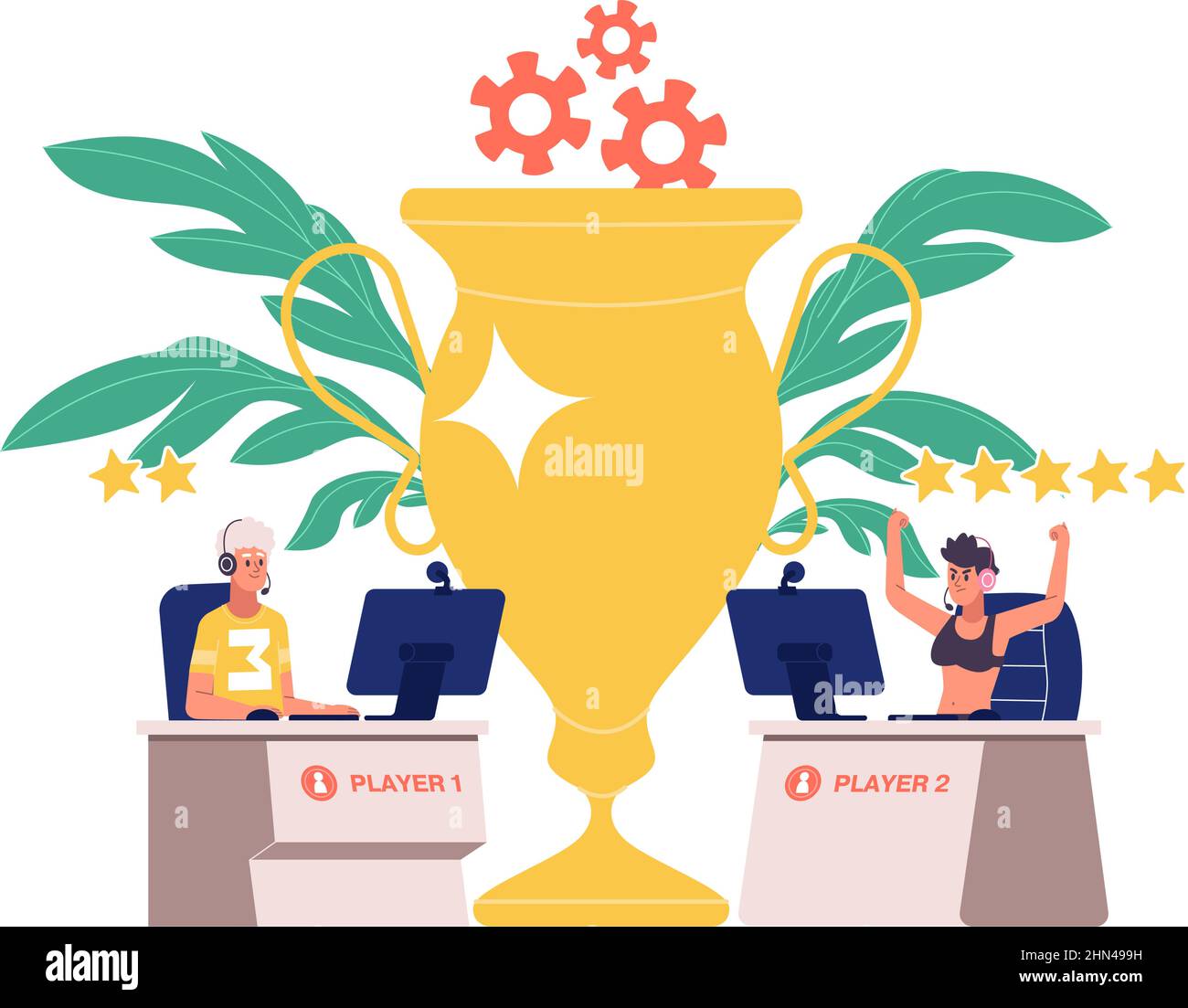 E-sport gamers team, cyber sport championship concept. Cyber athletes ...