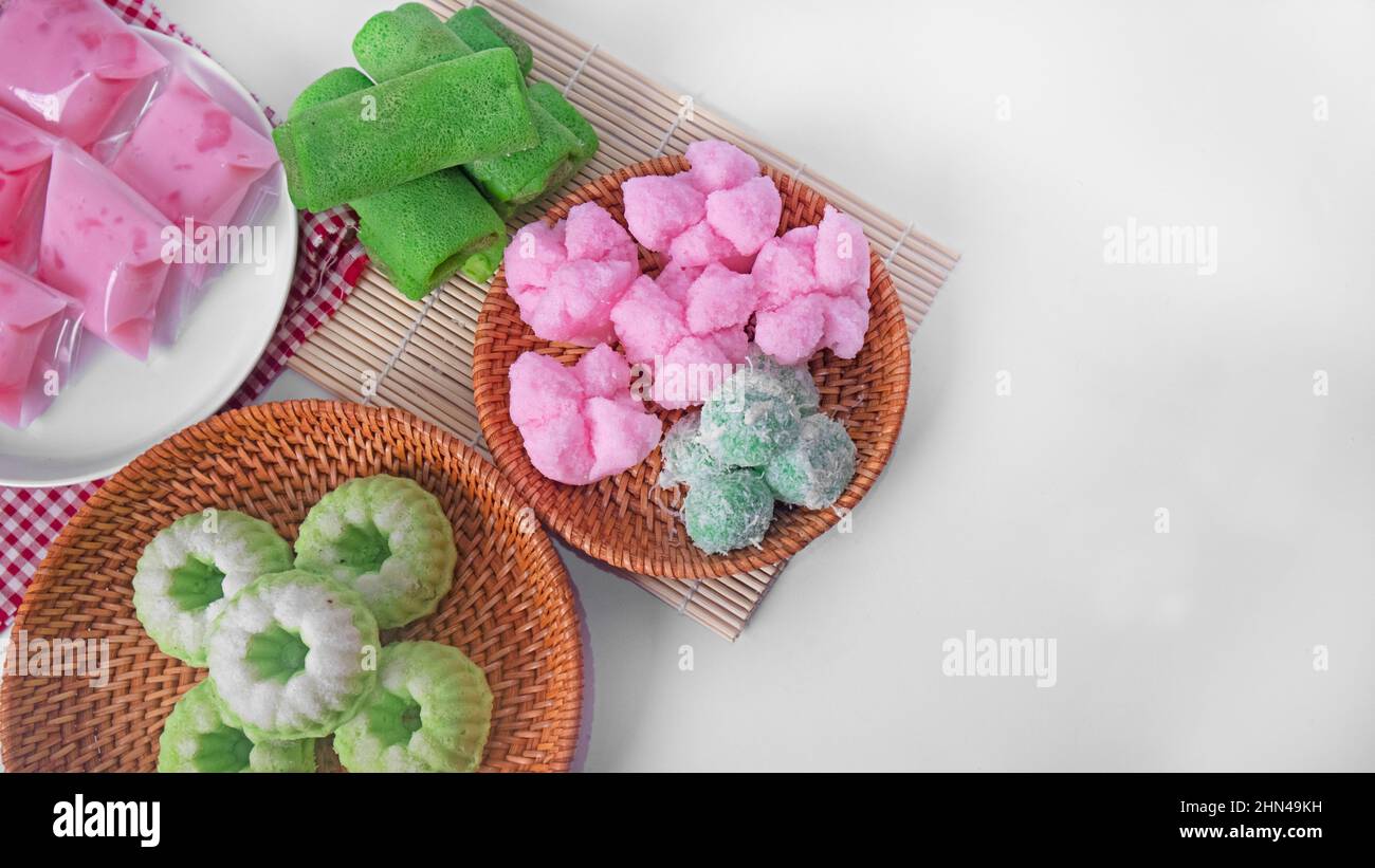 cut out variaton of indonesian market munches in a white background ...