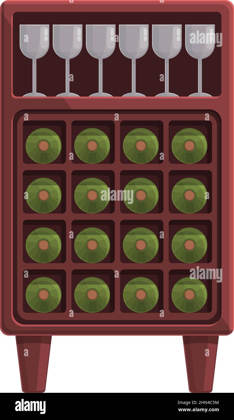 Wine cabinet jar icon cartoon vector. Bar alcohol. Liquor wood Stock ...