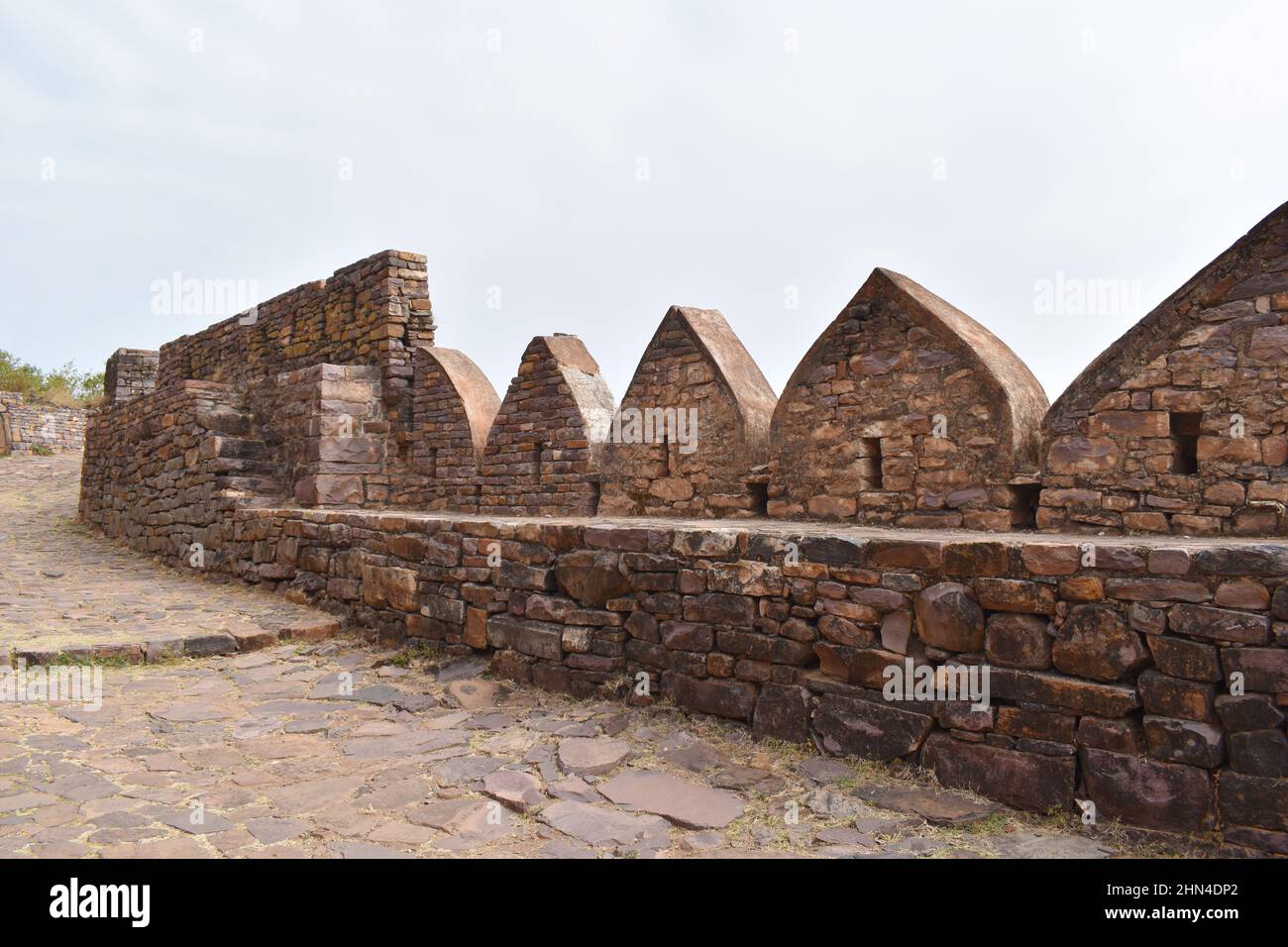 Side Fortification stone wall of Raisen Fort, Fort was built-in 11th ...