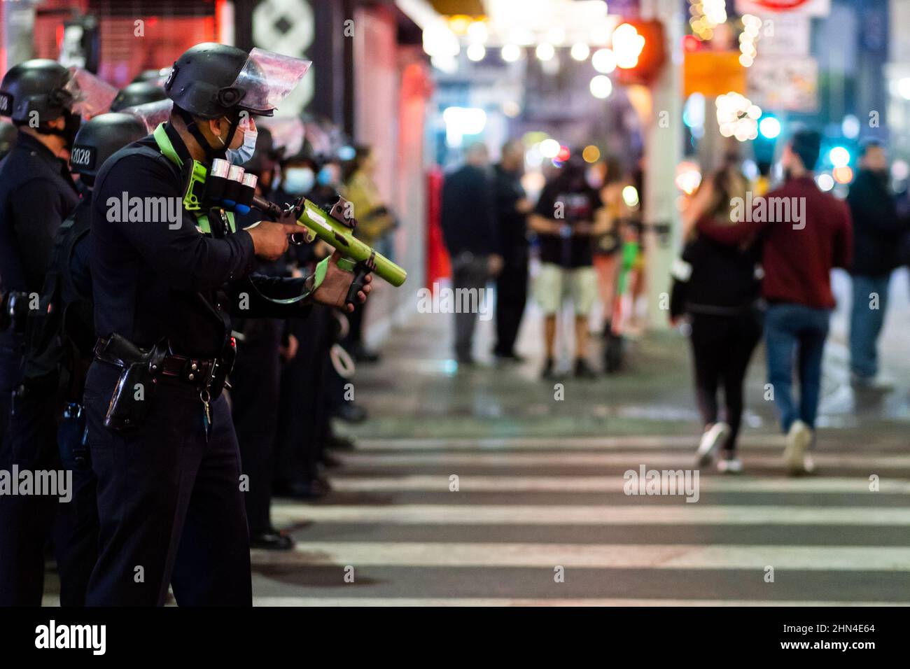 Los Angeles, USA. 13th Feb, 2022. Los Angeles Police officers in riot ...