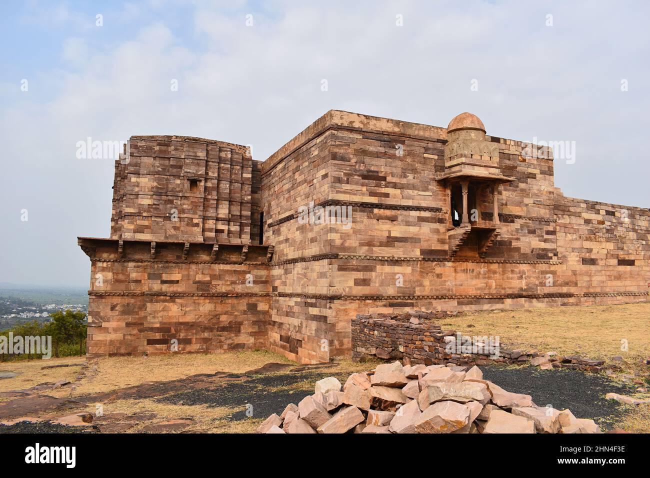View from left of Pameya Temple at Raisen Fort, Fort was built-in 11th ...