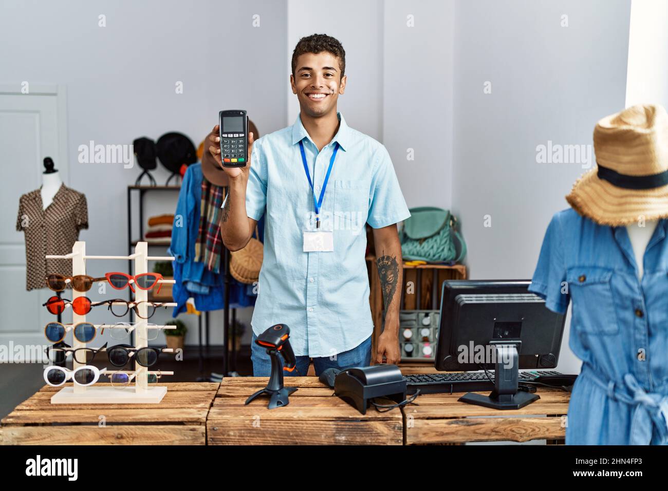 Hispanic man male shopping shop business store manager hi-res stock ...