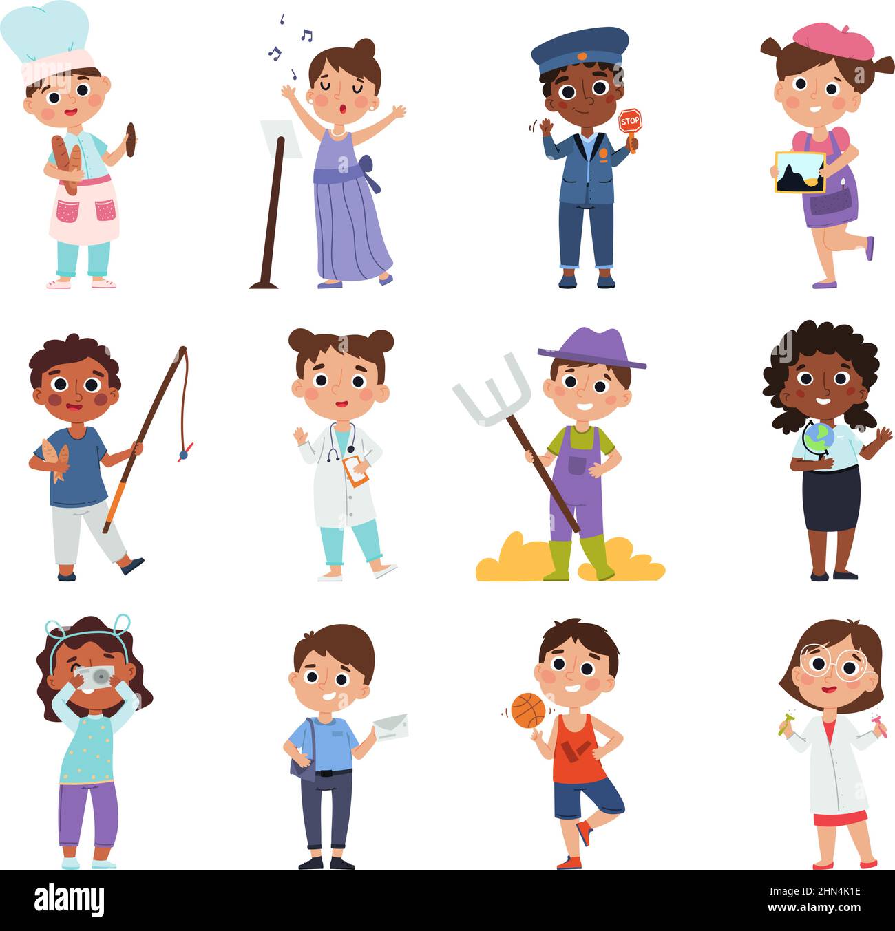 Kids professions, young painter, doctor and cook characters. Children ...
