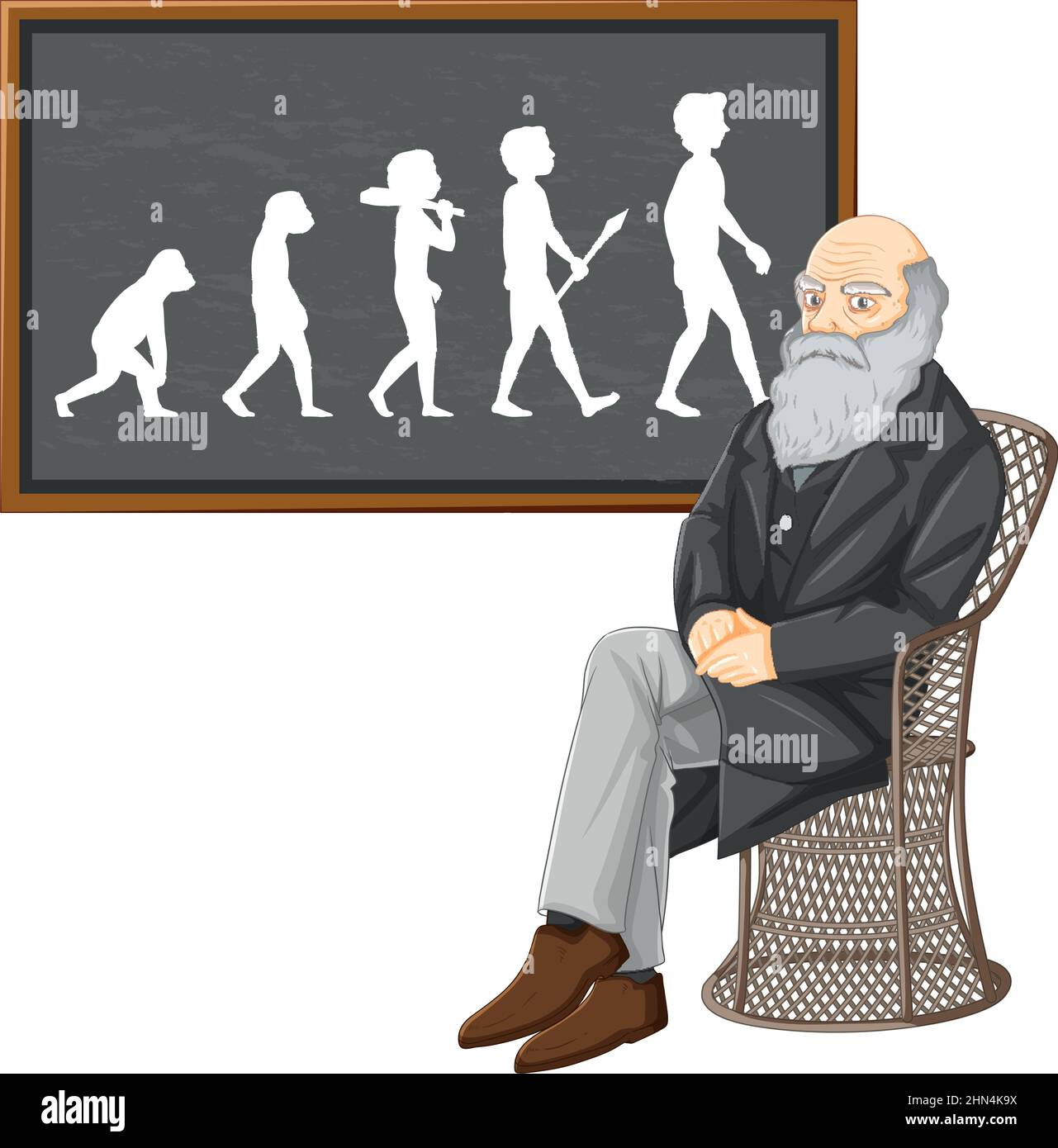 Charles Darwin with science of evolution illustration Stock Vector ...