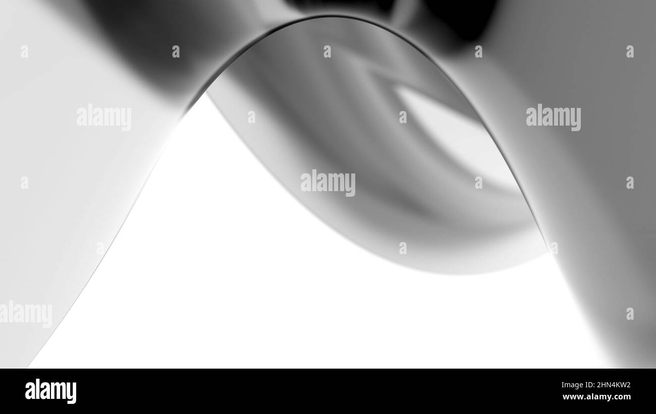 Abstract black and white 3d illustration with geometric curved shapes ...
