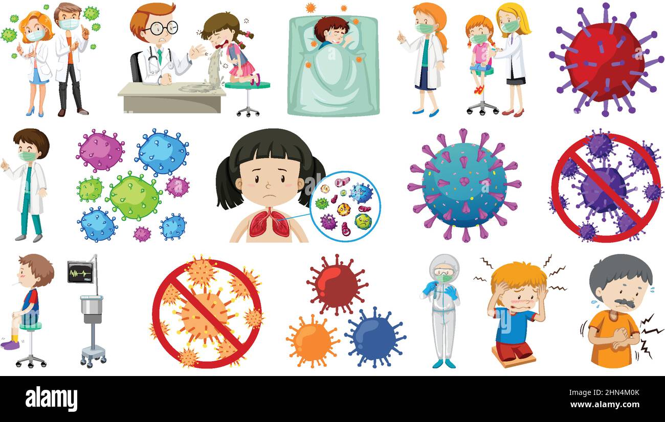 Set of sick people with different symptoms illustration Stock Vector ...