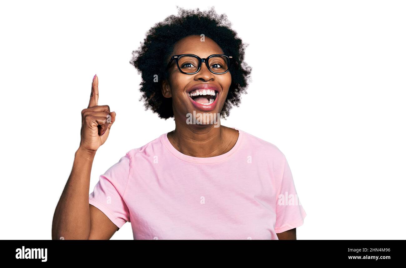 African American Woman With Afro Hair Wearing Casual Clothes And
