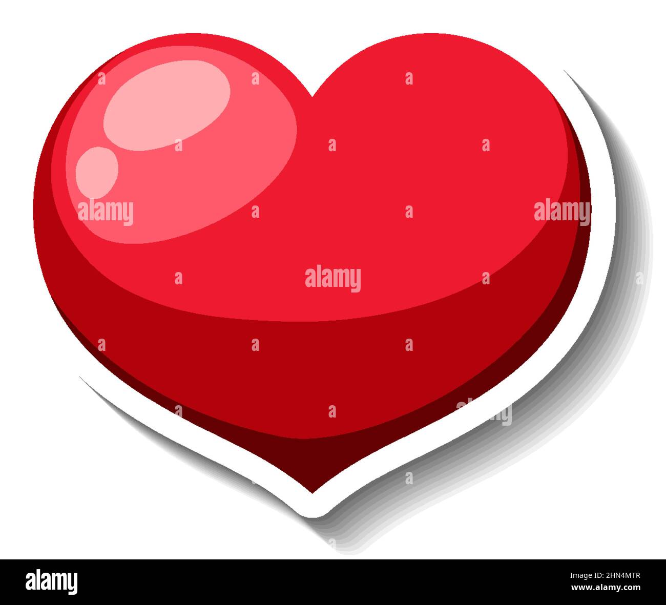 A red gradient heart cartoon sticker illustration Stock Vector Image ...