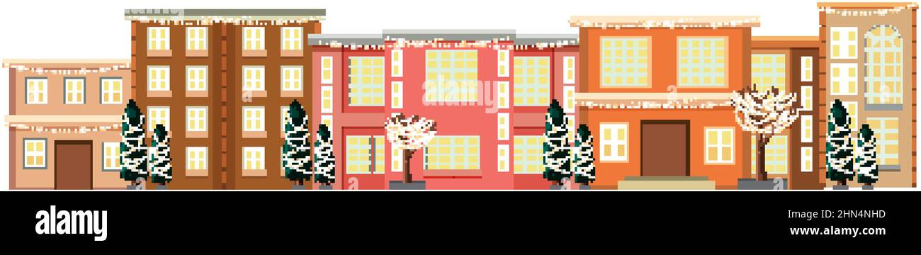 Panorama with cityscape in cartoon style illustration Stock Vector ...