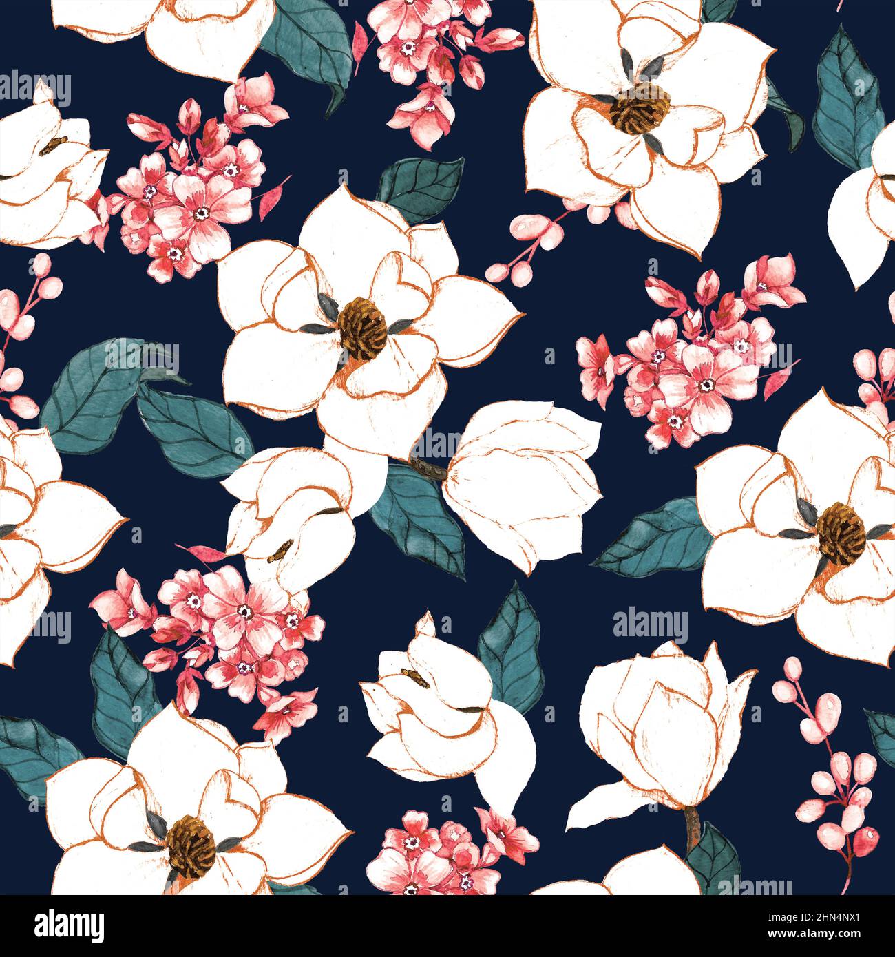 Magnolia flower pattern hi-res stock photography and images - Alamy