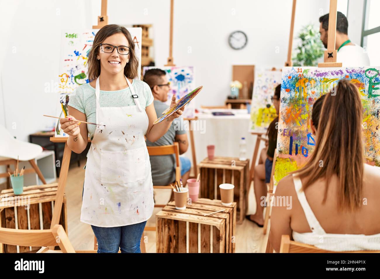 Group of draw students drawing at art studio Stock Photo - Alamy