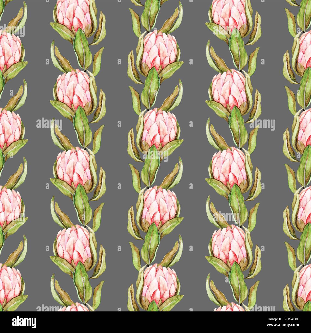 Hand drawn protea flowers pattern for wallpaper, textile, surface ...