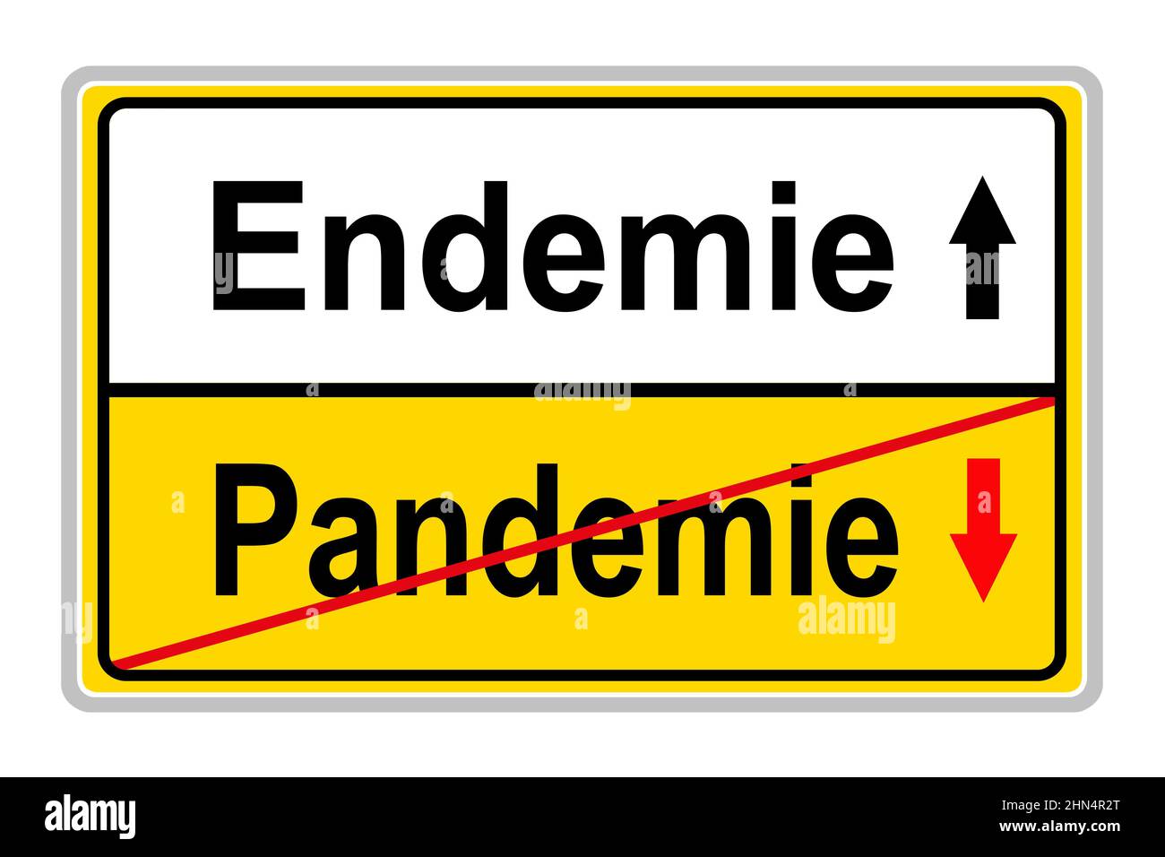 German yellow sign Pandemic and Endemic Stock Photo - Alamy