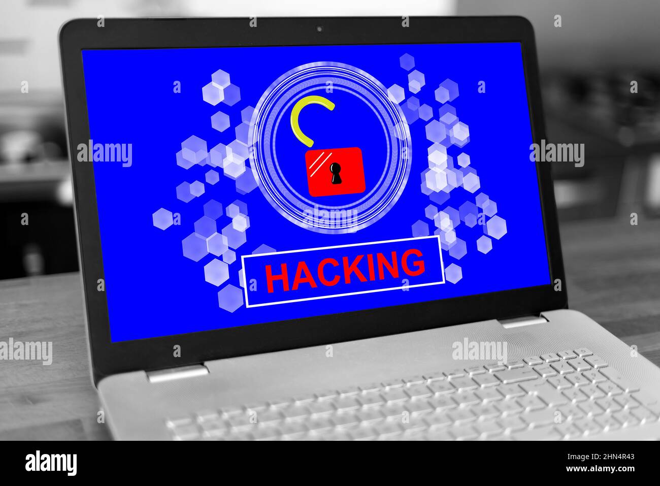 Laptop screen with hacking concept Stock Photo - Alamy