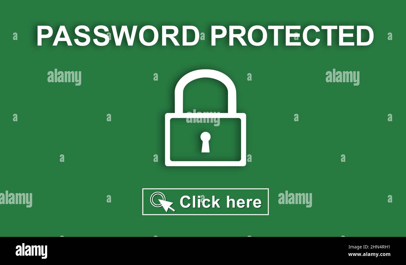 Password protected concept on green background Stock Photo - Alamy
