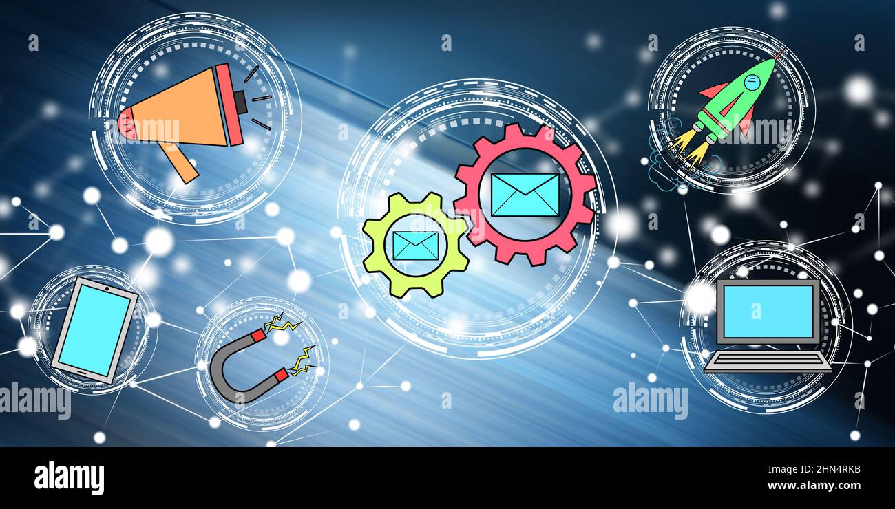 Illustration of a digital marketing concept Stock Photo - Alamy