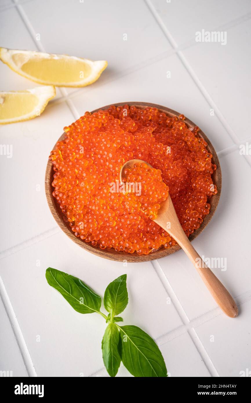 Natural red caviar from trout and salmon. A pure product, a delicacy ...