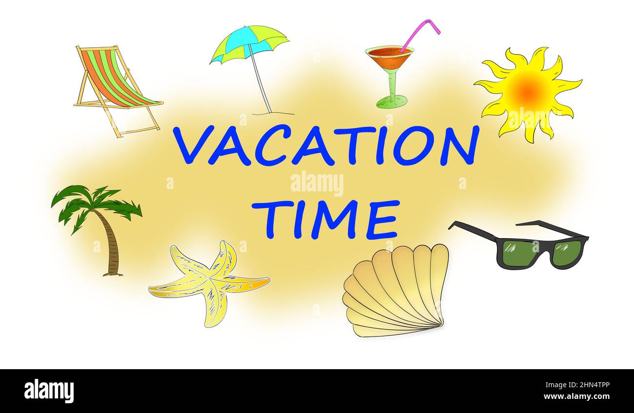 Illustration of a vacation time concept Stock Photo - Alamy