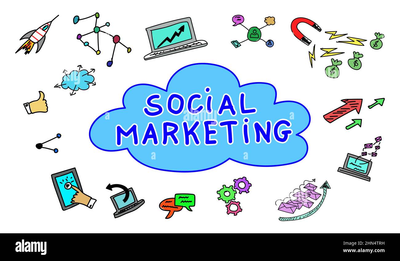 Illustration of a social marketing concept Stock Photo - Alamy