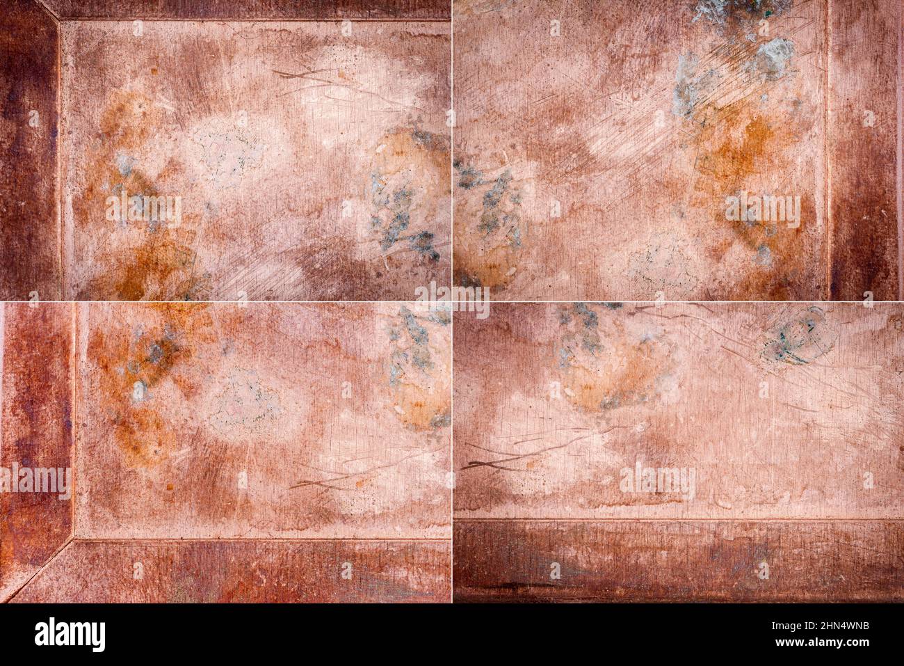 Collection of images with scratched dirty dusty copper plate texture ...
