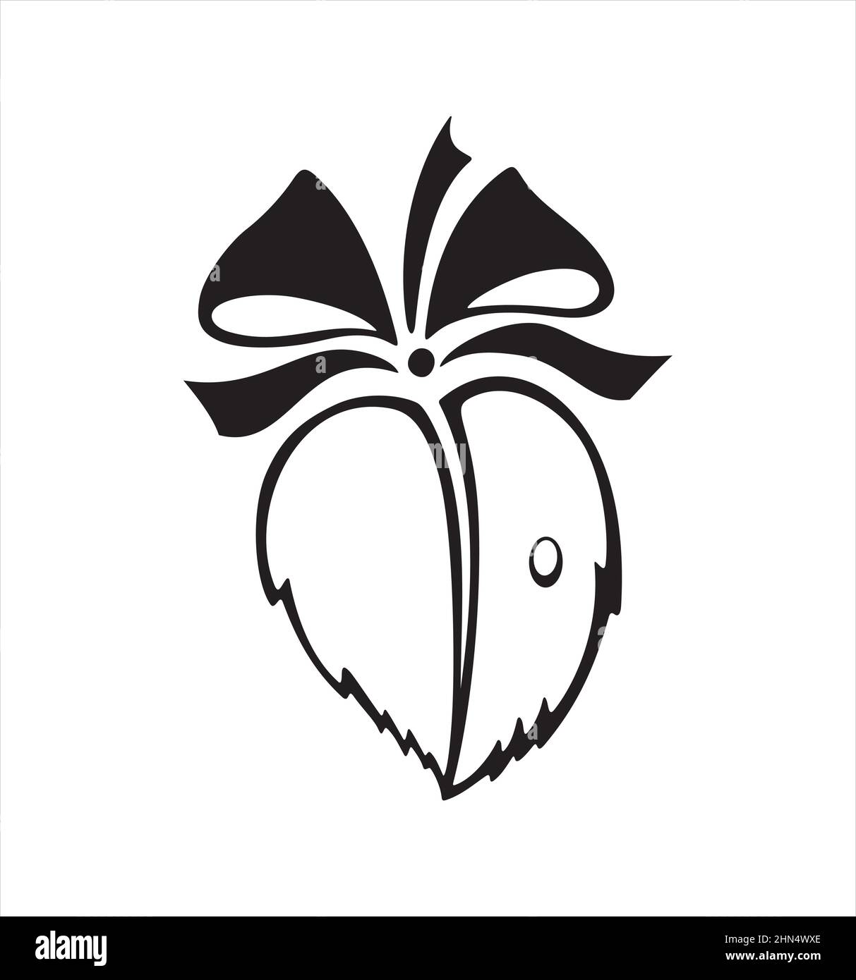 Leaf with a bow and dew drop. Vector illustration isolated on white ...