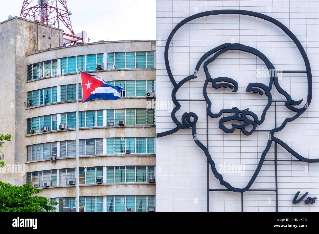 Ministry of Communications building with image of Camilo Cienfuegos ...