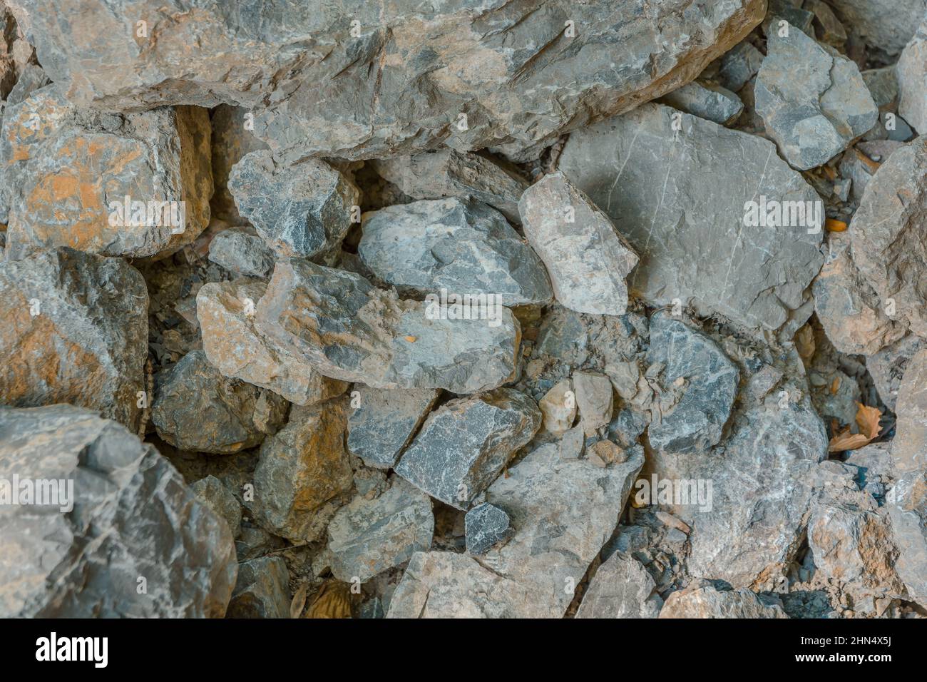 Natural texture of a huge number of stones of large and small size ...