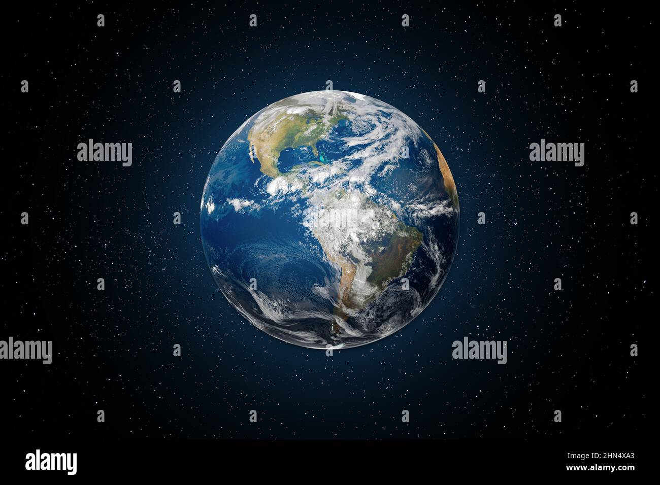 Planet Earth globe view from space with North and South America. This ...