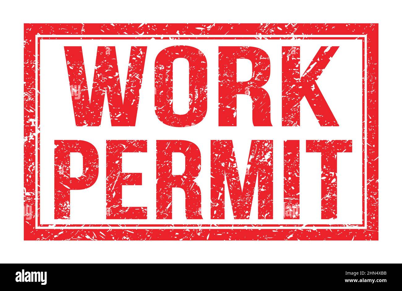 WORK PERMIT, words written on red rectangle stamp sign Stock Photo - Alamy