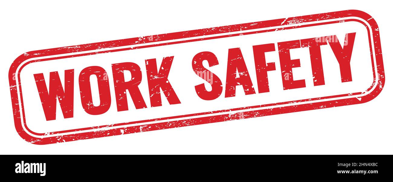 WORK SAFETY text on red grungy rectangle stamp Stock Photo - Alamy