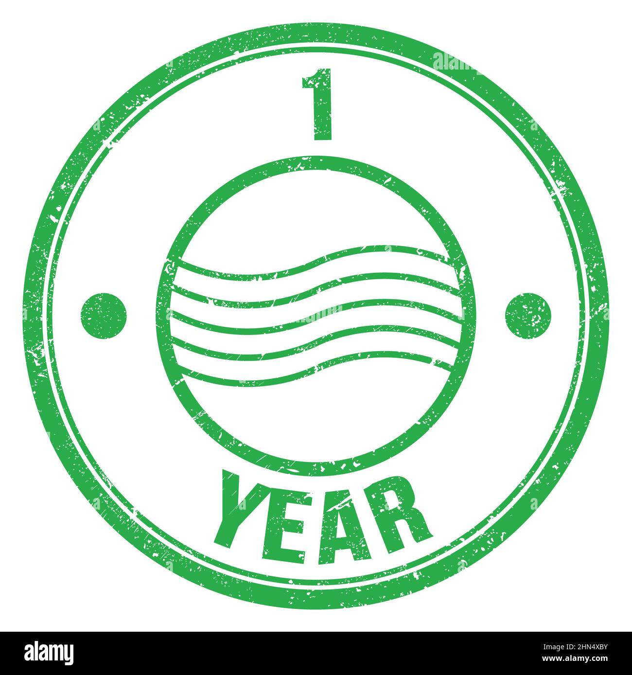 1 YEAR text written on green round postal stamp sign Stock Photo - Alamy