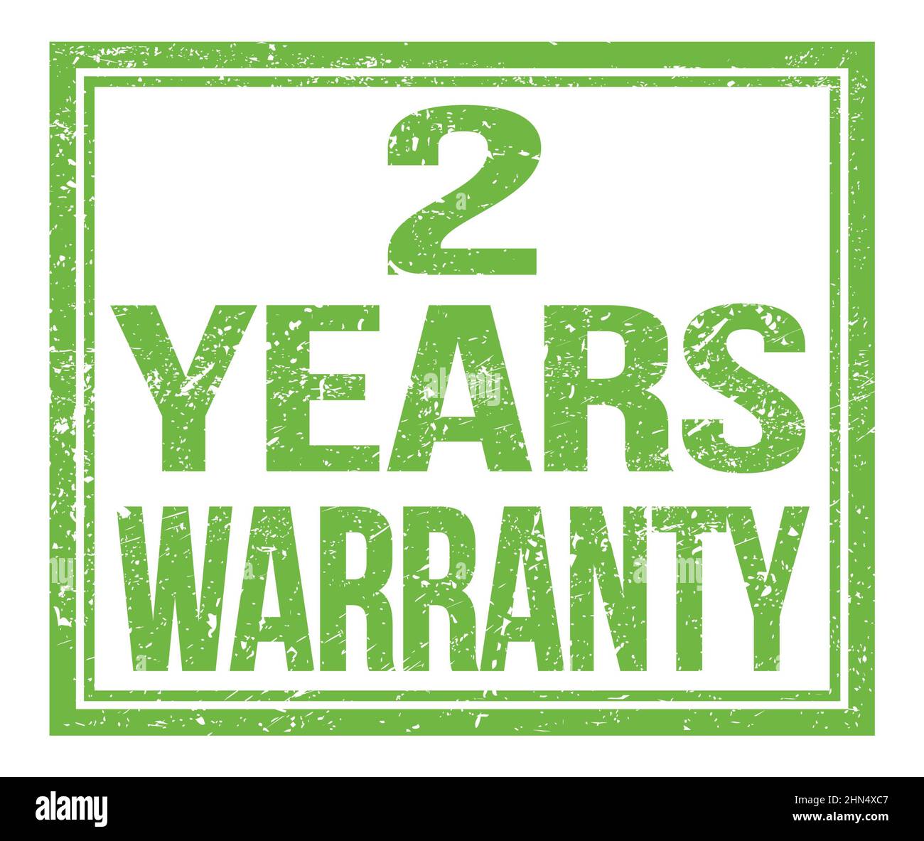 2 YEARS WARRANTY, written on green grungy stamp sign Stock Photo - Alamy