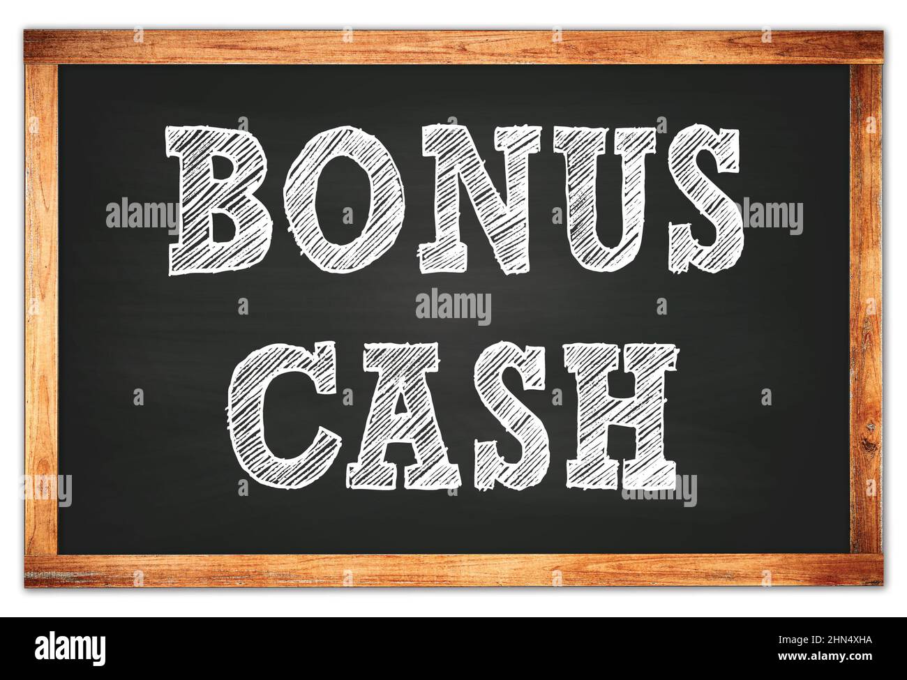 BONUS CASH written on black wooden frame school blackboard Stock Photo ...