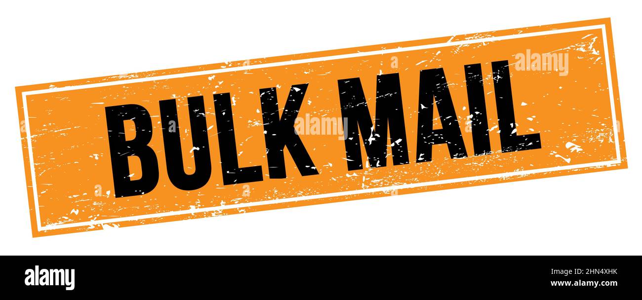 BULK MAIL text on black orange grungy rectangle stamp sign Stock Photo ...
