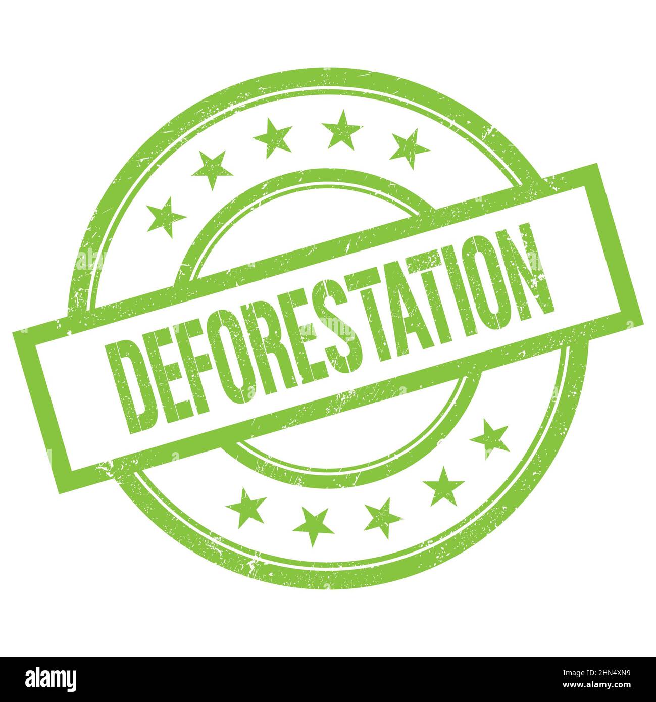 DEFORESTATION text written on green round vintage rubber stamp Stock ...