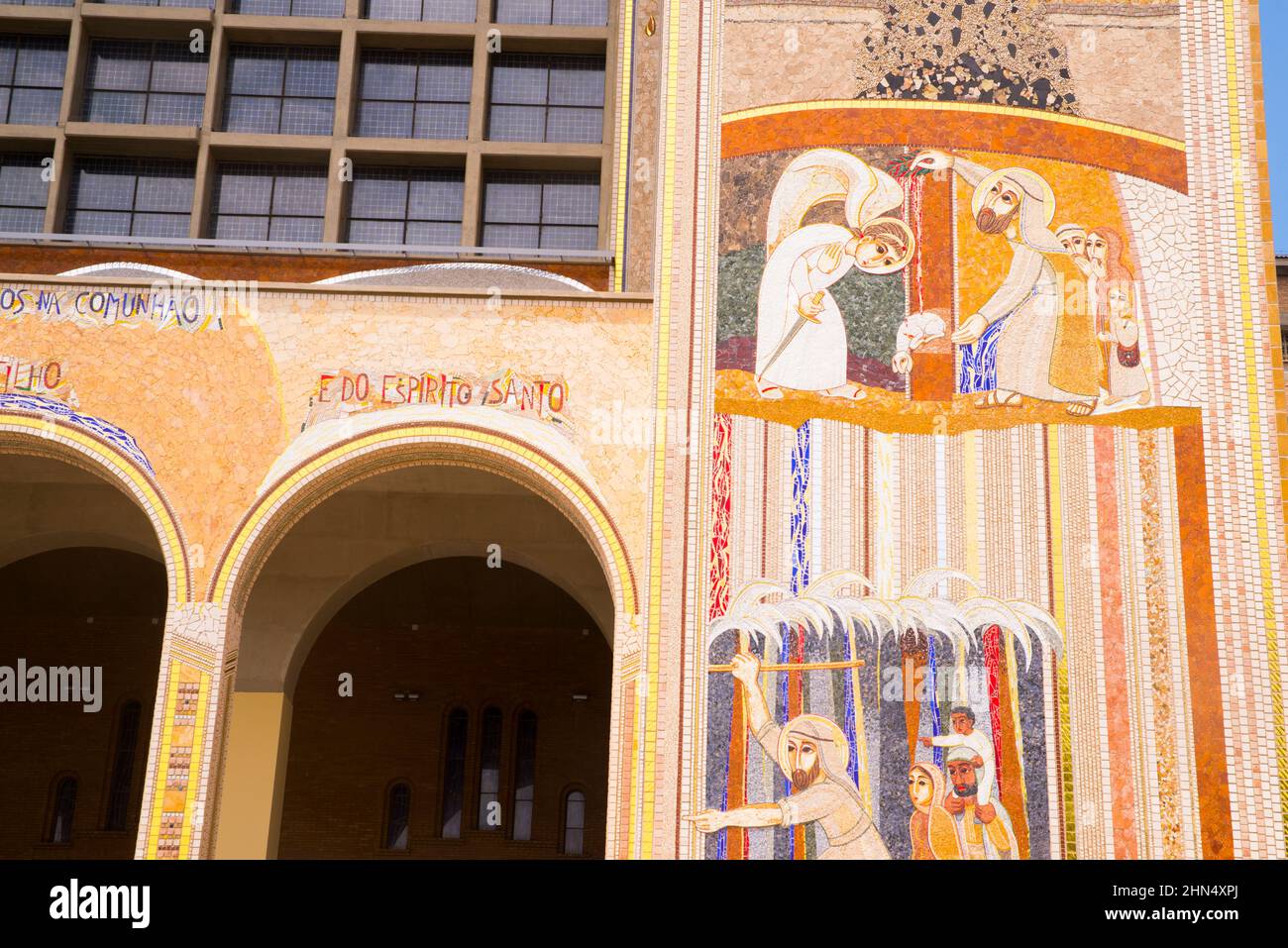 The imponent facade of The Cathedral Basilica of the National Shrine of ...
