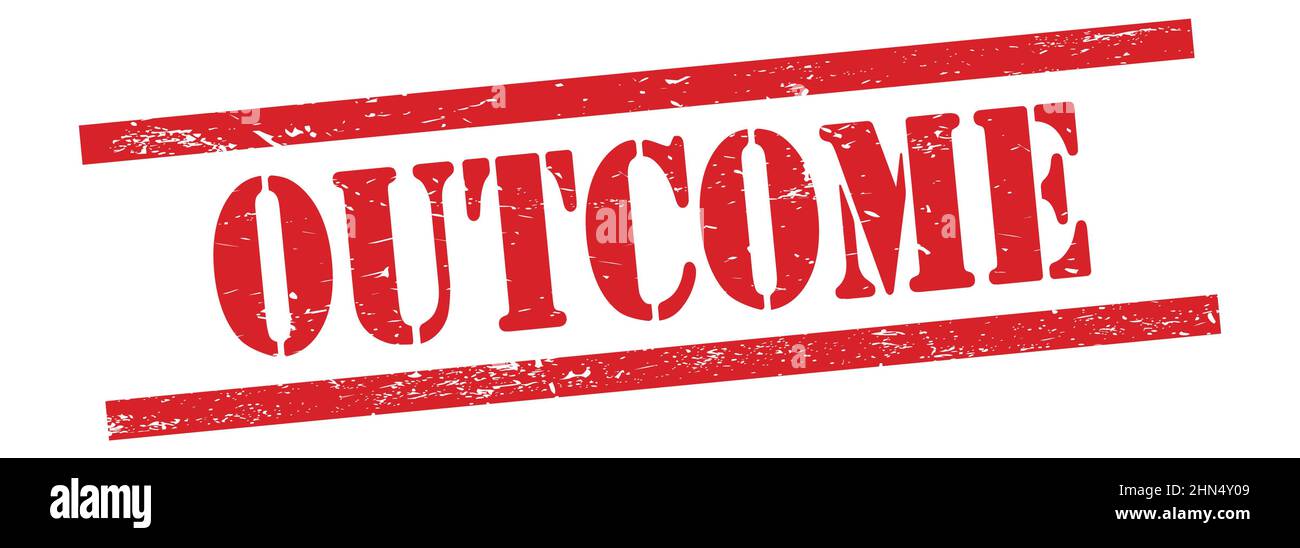 OUTCOME text on red grungy vintage rubber stamp Stock Photo - Alamy