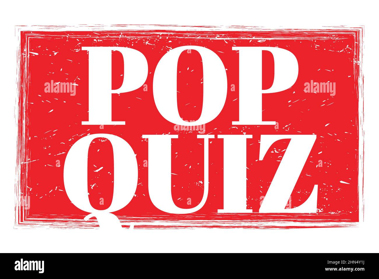 POP QUIZ, words written on red grungy stamp sign Stock Photo - Alamy