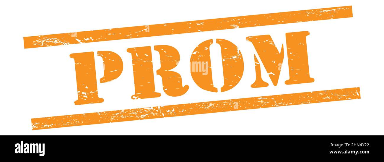 PROM text on orange grungy vintage rubber stamp Stock Photo - Alamy