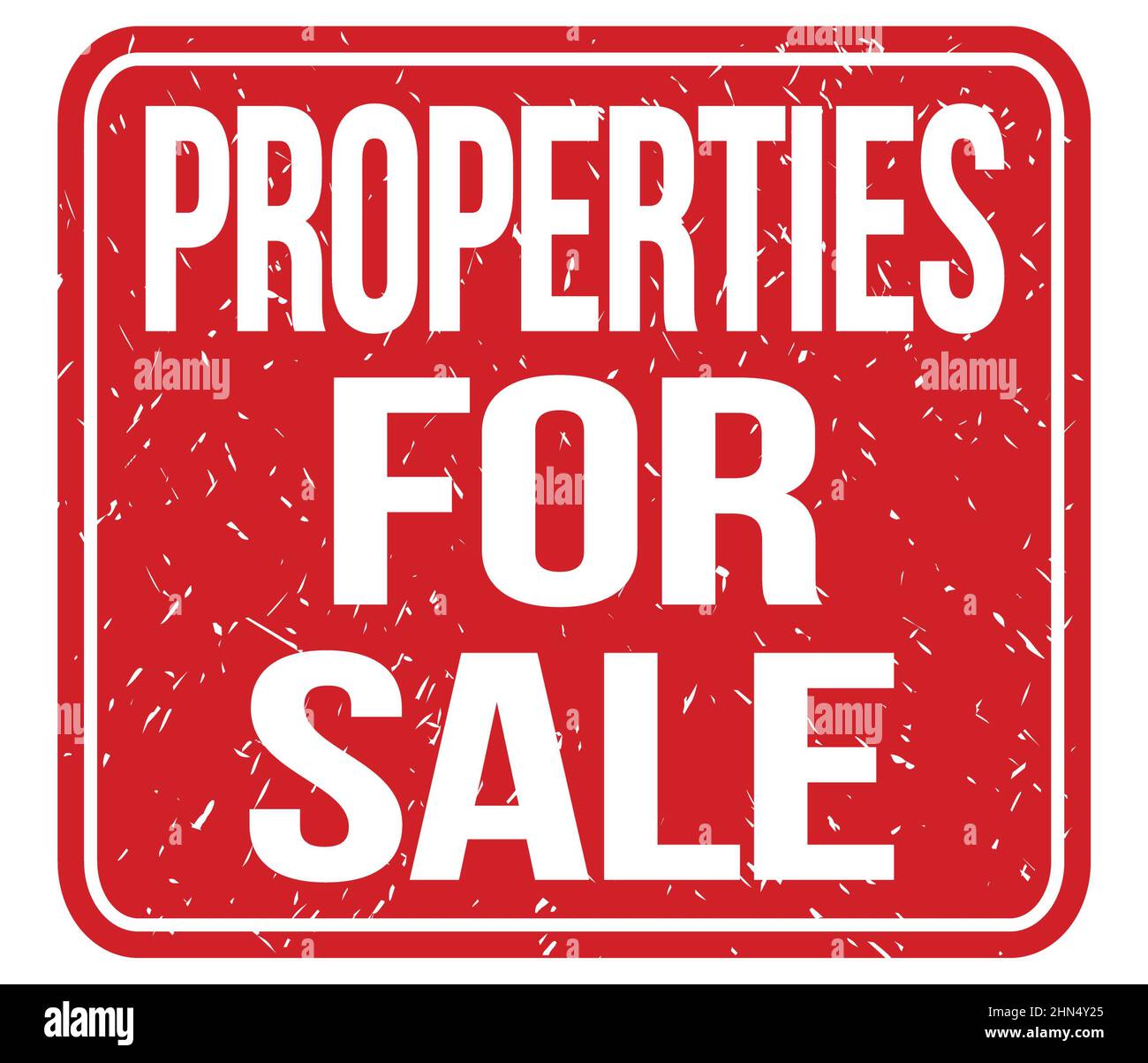 PROPERTIES FOR SALE, text written on red vintage stamp sign Stock Photo ...