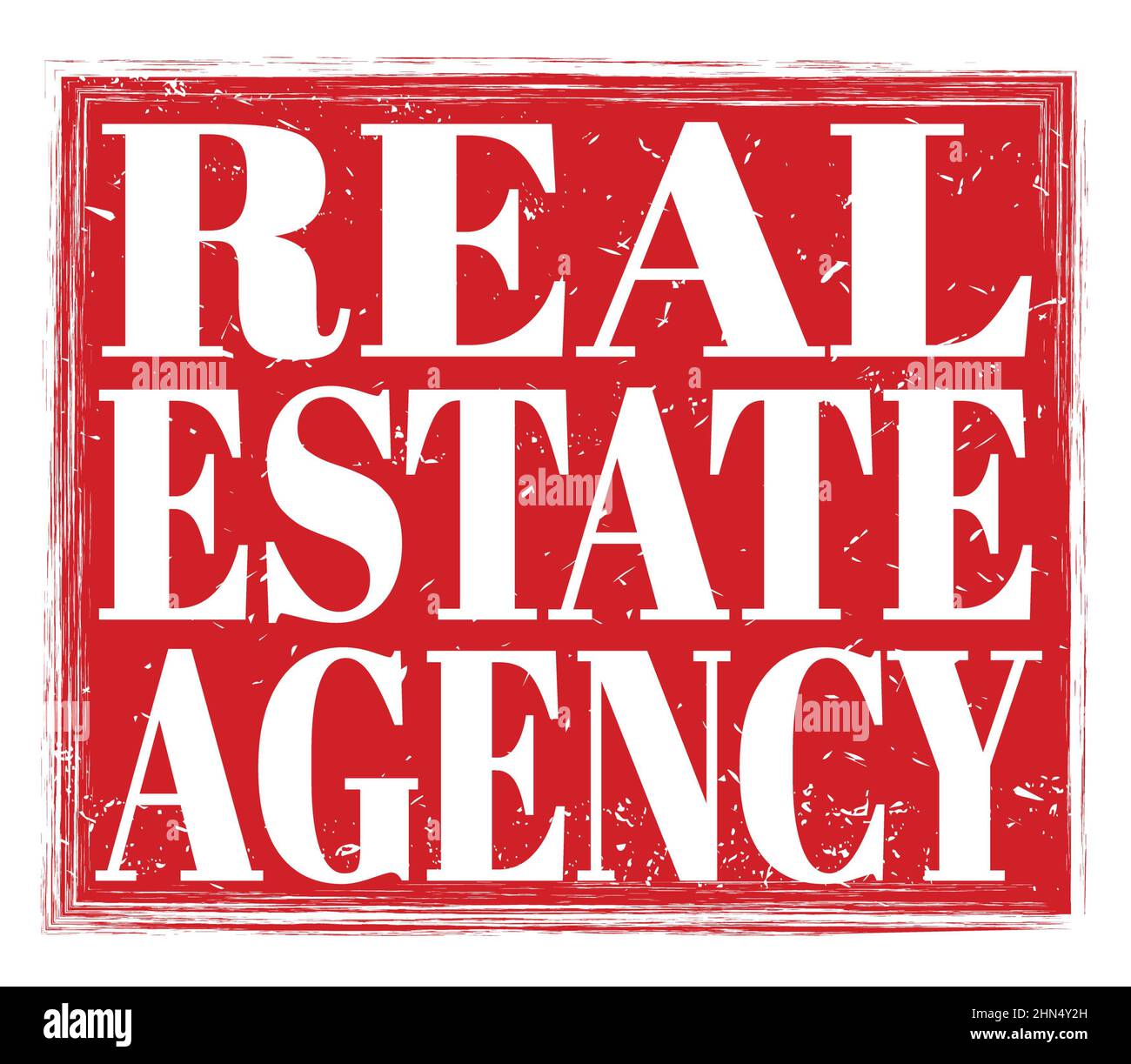REAL ESTATE AGENCY, written on red grungy stamp sign Stock Photo - Alamy