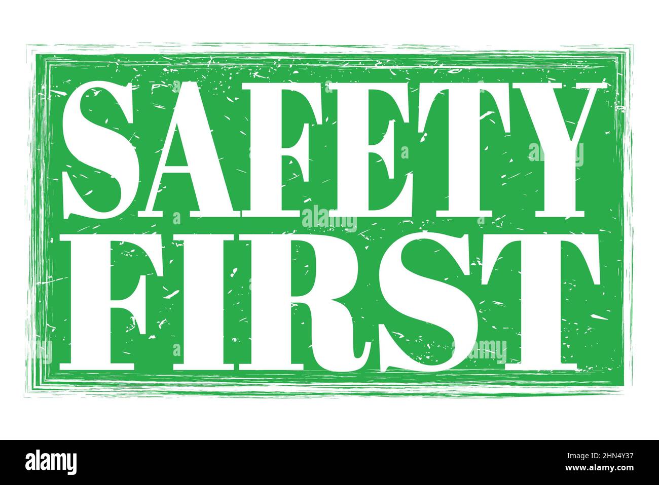 SAFETY FIRST, words written on green grungy stamp sign Stock Photo - Alamy