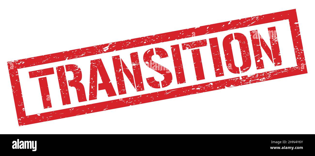 TRANSITION red grungy rectangle stamp sign Stock Photo - Alamy
