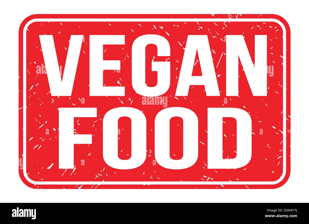 VEGAN FOOD, words written on red rectangle stamp sign Stock Photo - Alamy