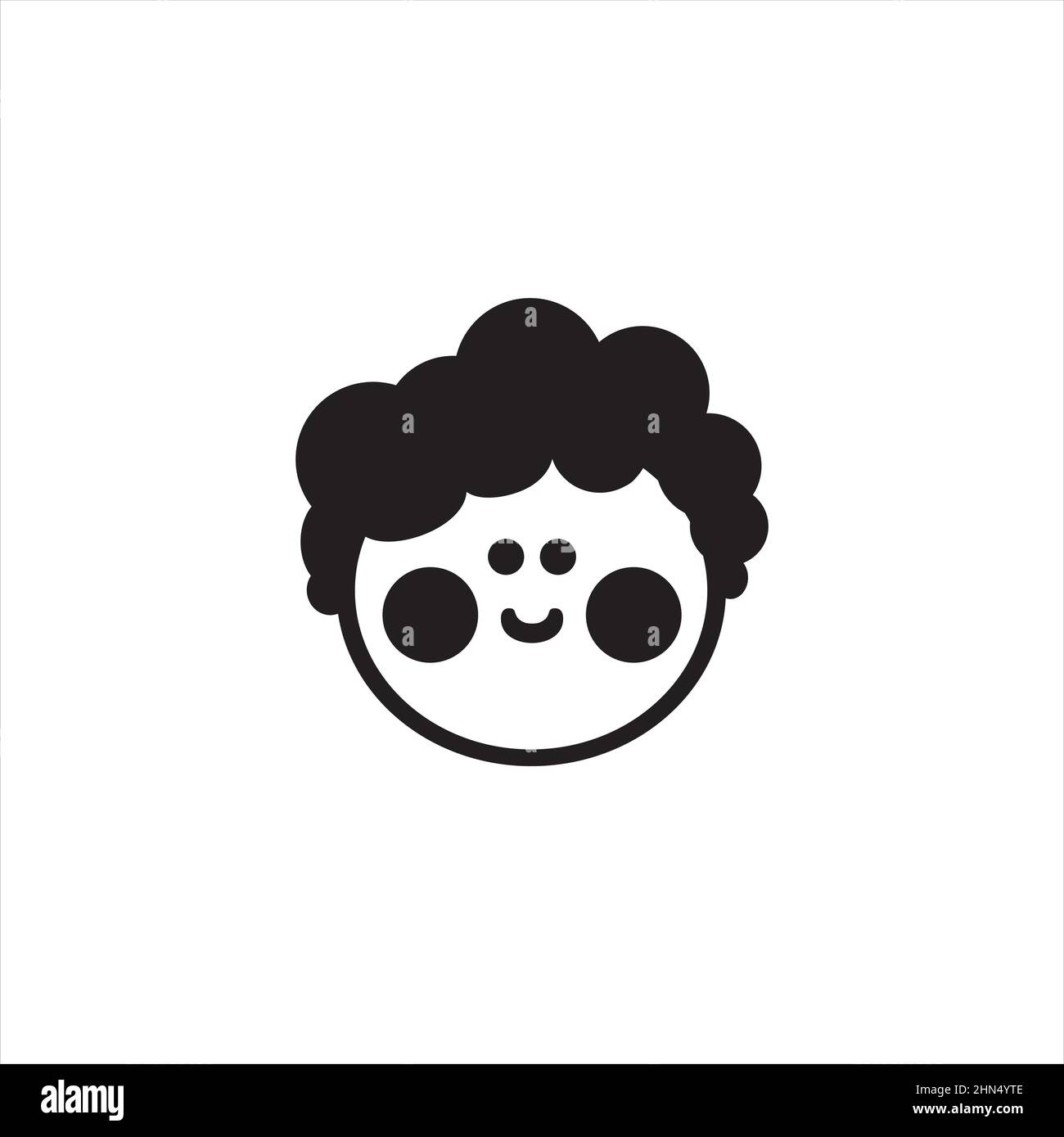 Potrait, avatar of a cute ruddy boy with curly hair. Icon vector ...