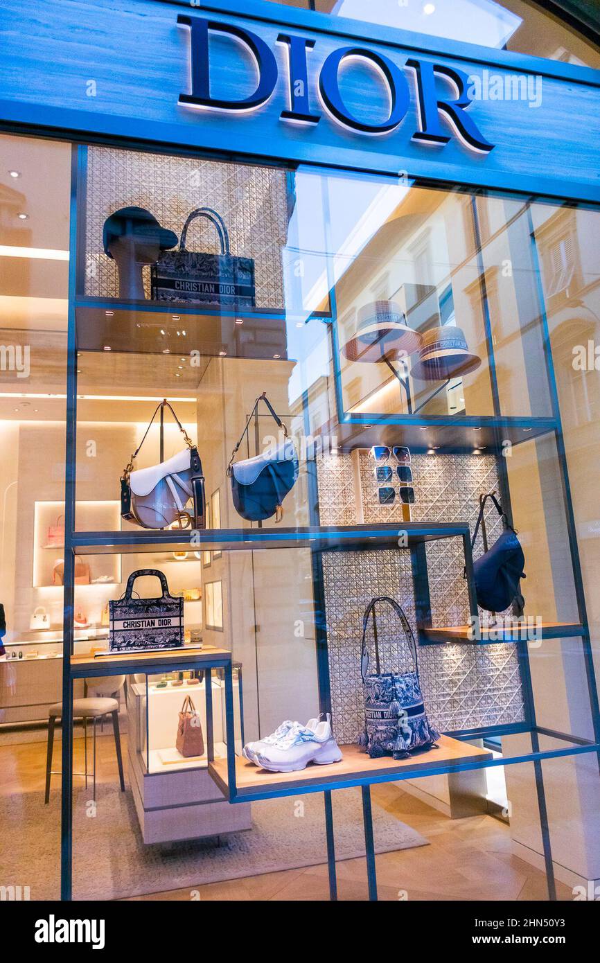 Florence, Italy, Close up, Christian Dior Fashion Designer StoreFront ...
