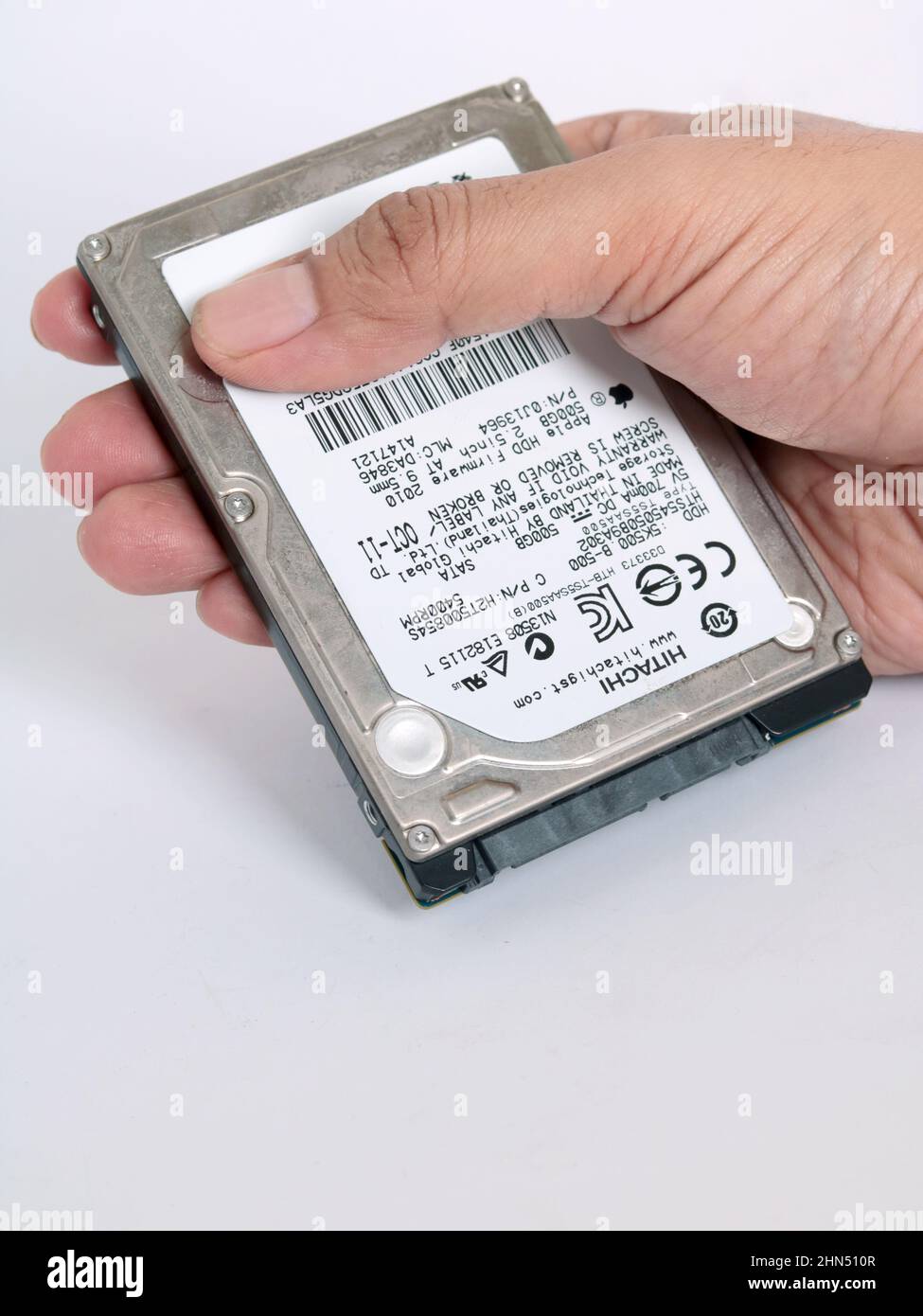 Electronic device Hard disk Drive 2.5 inch SATA, white background Stock ...